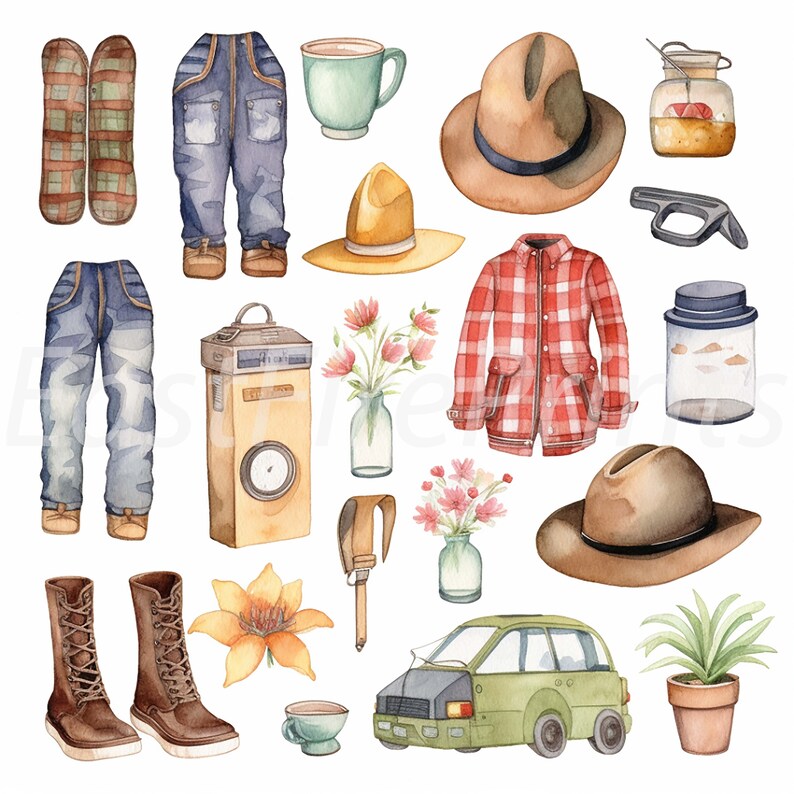 Watercolor Fathers Day Clipart Set of 10 Card Making High - Etsy