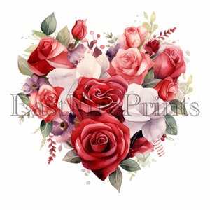 20 Valentine Rose Bouquet Clipart, Watercolor Clipart, Valentine Art ...