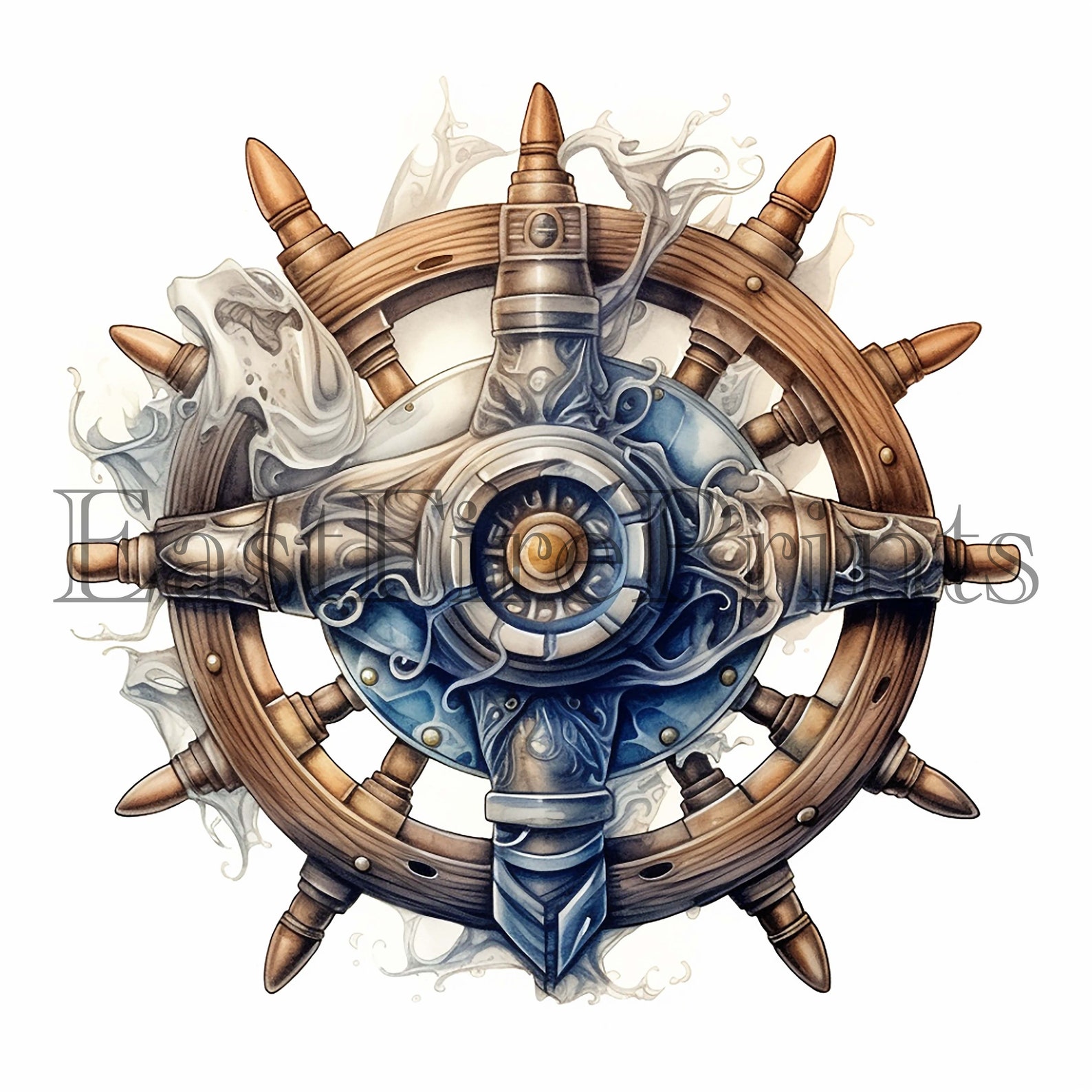 Watercolor Nautical Decor Clipart PNG Files, High Quality Anchor and ...