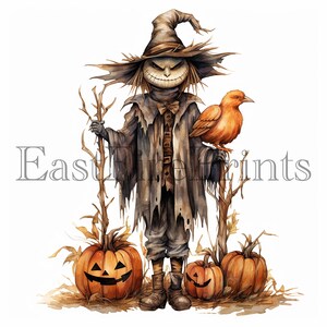 20 Halloween Pumpkin Scarecrow Watercolor Clipart, High Quality Png ...