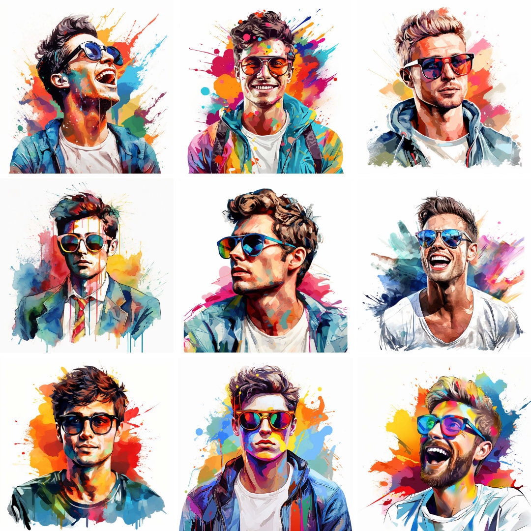 Watercolor Pop Art Man Clipart Pop Art Printables Pop Art - Etsy