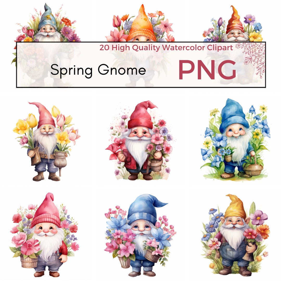 Spring Gnome Clipart, High Quality PNG, Cute Spring Clipart, Gnome ...