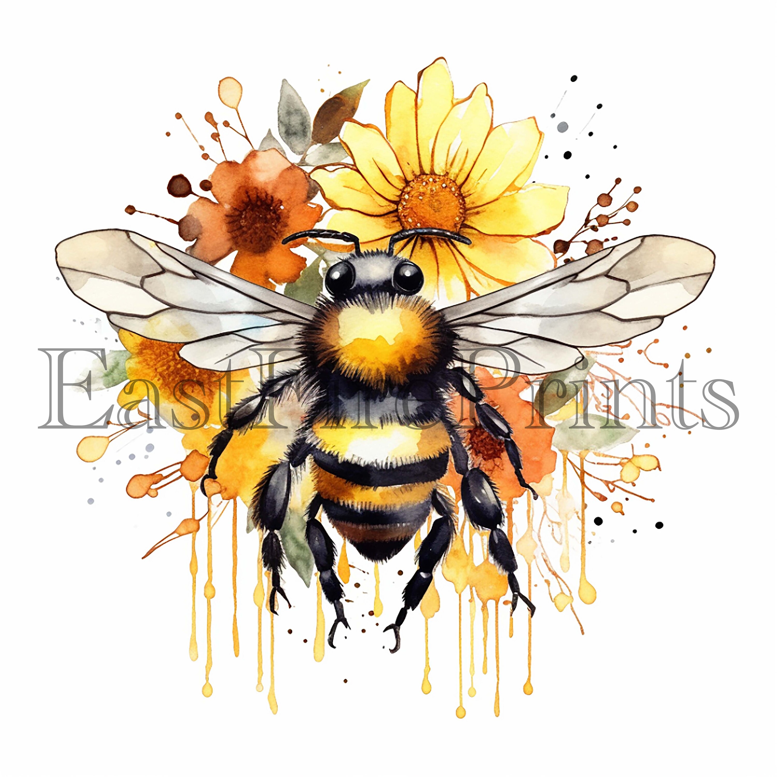 20 PNG Watercolor Bumble Bee Clipart Instant Download Spring - Etsy