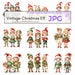 Watercolor Vintage Christmas Elves Clipart Retro Elf - Etsy