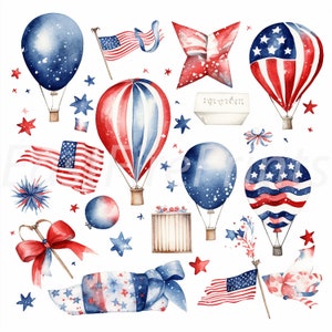 Watercolor 4th of July Clipart Patriotic Digital Prints, Card Making ...