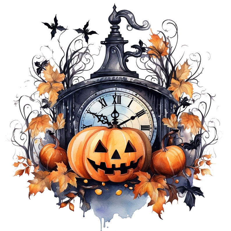 Halloween Clock Clipart High Quality Png Halloween Clipart - Etsy