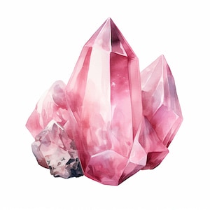 Watercolor Pink Crystal Clipart, High Quality JPG, Crystal Wall Art ...