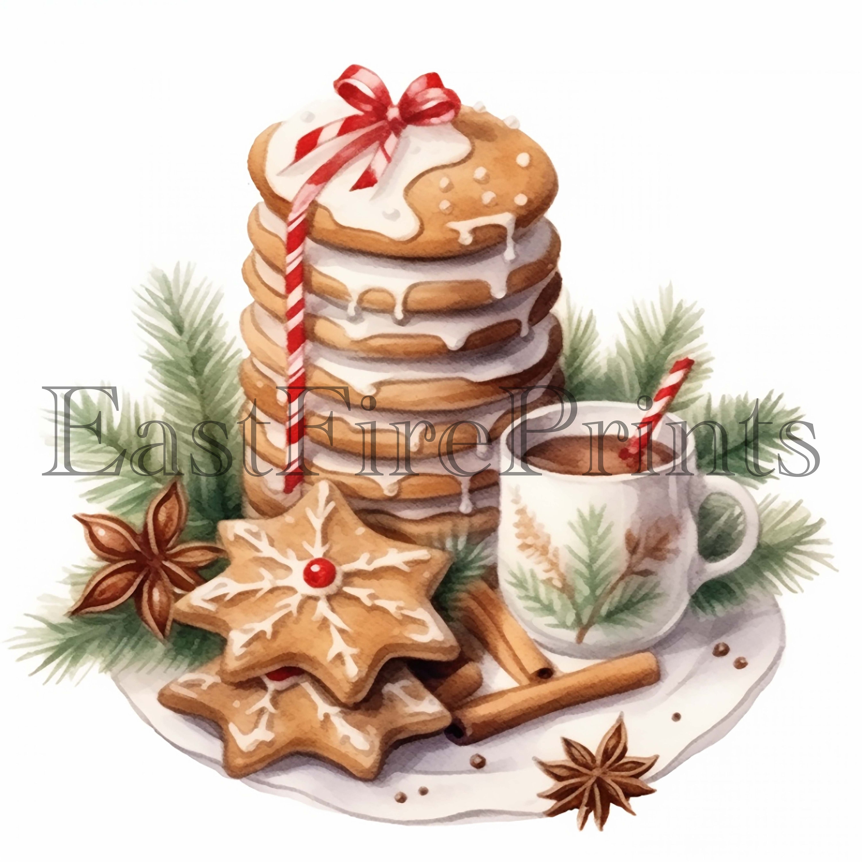 Watercolor Christmas Cookies Clipart High Quality Png Xmas - Etsy
