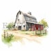 20 PNG Watercolor Rustic Farm Barns Clipart, Scrapbooking, Country ...