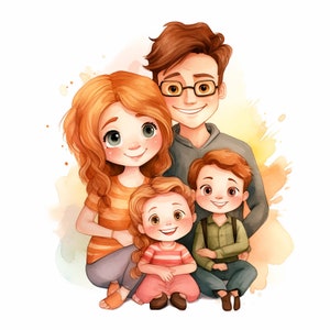 Watercolor Chibi Family Clipart, Cute Clipart Family Jpg Chibi Graphics ...