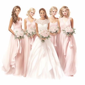 Watercolor Pink Wedding Day Clipart, Bride and Groom Clipart Marriage ...