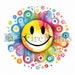 20 Retro Groovy Smiley Face Clip Art, Watercolor Clipart, Hippie, High ...