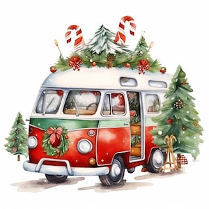 Christmas Camper Van Clipart, High Quality PNG, Christmas Clipart ...
