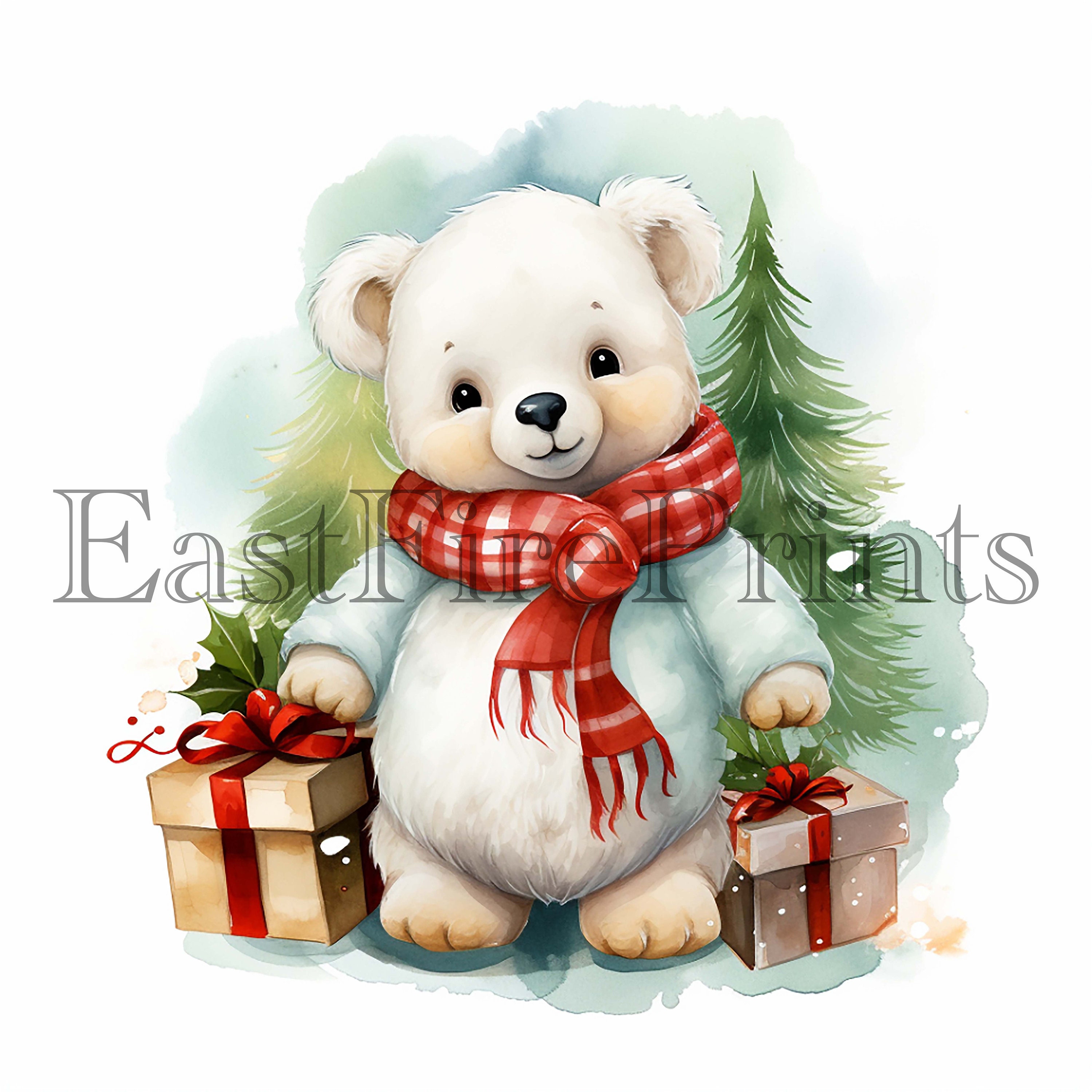 Watercolor Christmas Polar Bear Clipart High Quality Png - Etsy