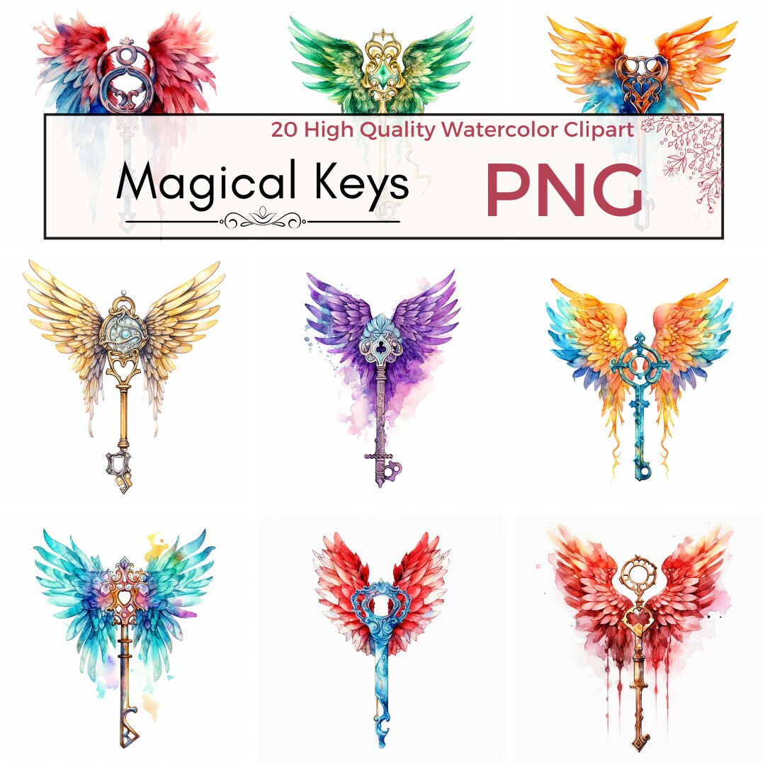 20 Watercolor Magical Fantasy Keys Clipart, Instant Download, Digital ...