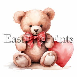 Watercolor Teddy Bear Clipart, High Quality Png, Love Printable, Teddy ...
