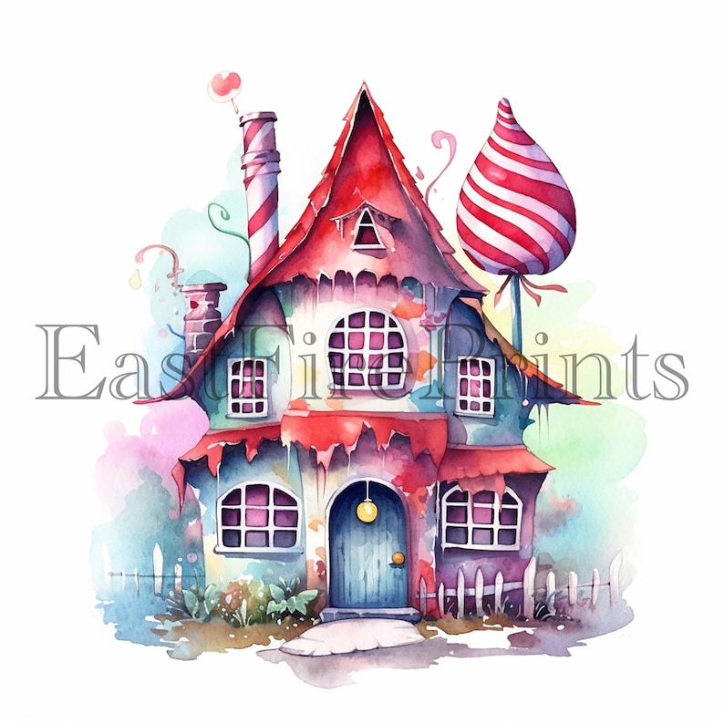 20 Watercolor Candy House Clipart PNG Fairy Tale Sweets - Etsy