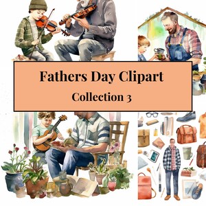 Watercolor Fathers Day Clipart - Set of 5, Card Making, High Quality ...