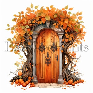 Autumn Orange Door Clipart, Halloween Png, Autumn Clipart, Pumpkin ...