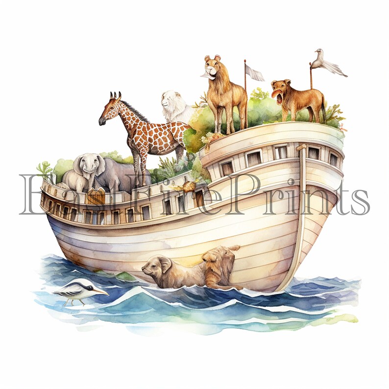 Watercolor Noah's Ark Clipart High Quality Png Christian - Etsy