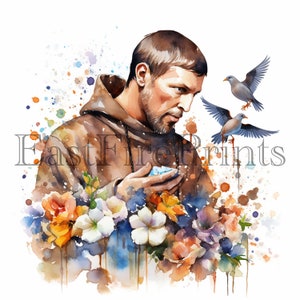 Watercolor Saint Francis of Assisi Clipart, High Quality Png, Catholic ...