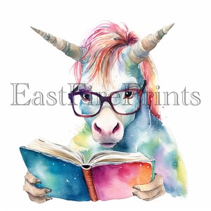 20 Watercolor Booklover Animals Clipart, Reading Animals Clipart, Book ...