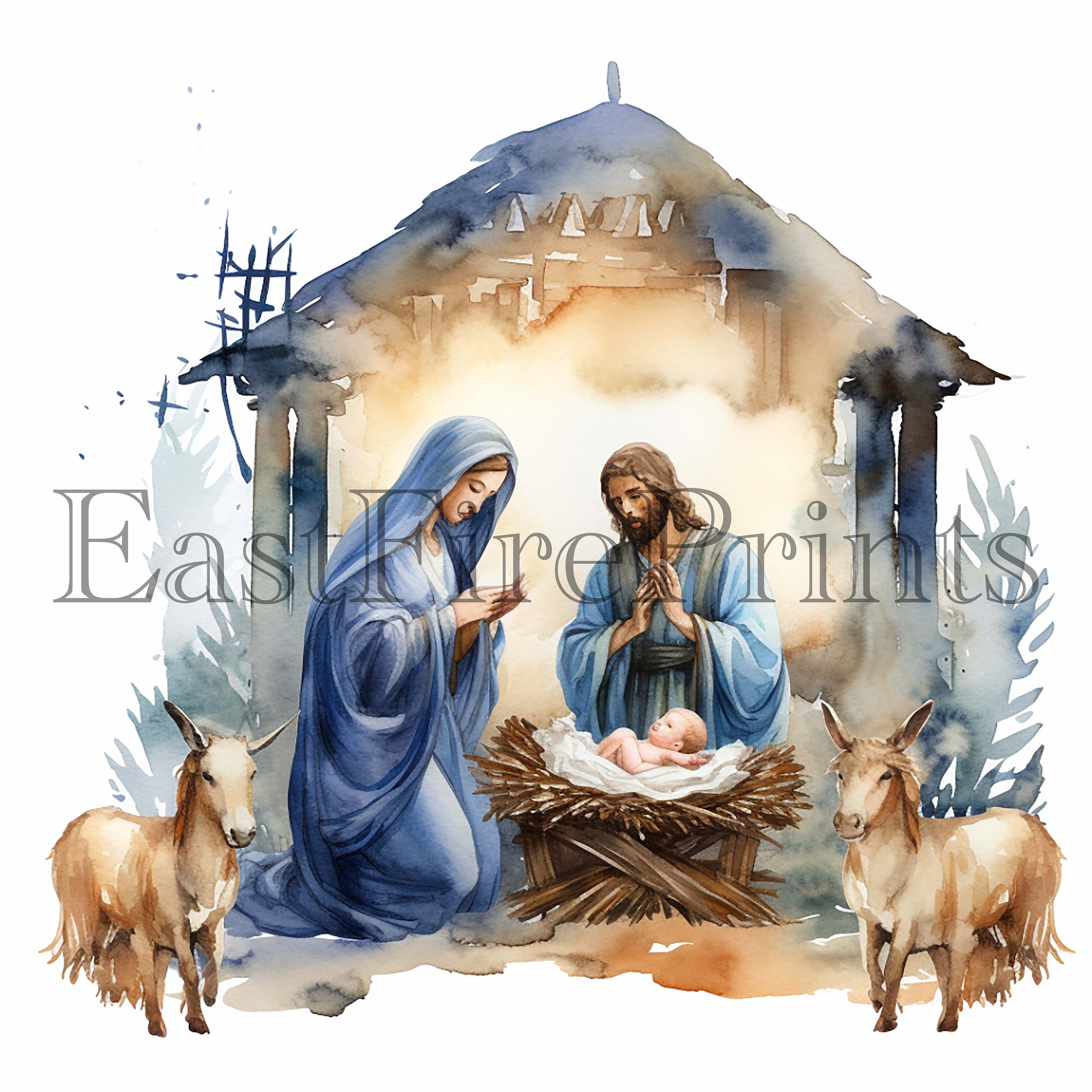 20 Nativity Scene Watercolor Clipart Christmas Clip Art - Etsy