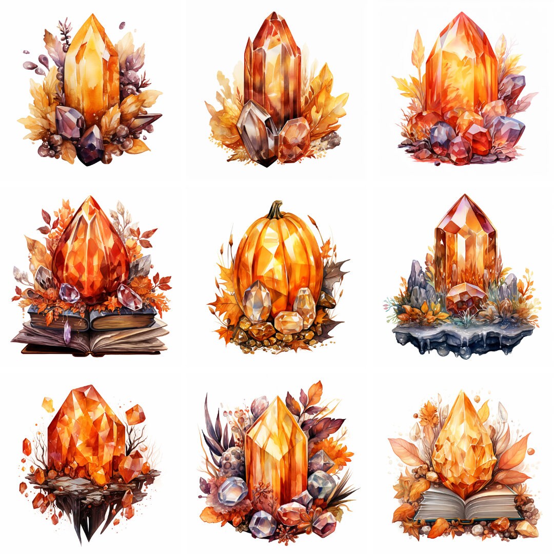 Fall Crystal Clipart, Halloween Clipart, Fall Clipart, Fantasy Clipart ...