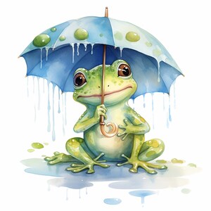 Cute Frog Holding Umbrella Clipart, High Quality PNG, Frog Clipart ...
