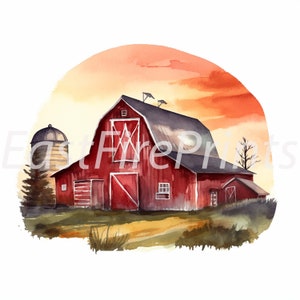 20 Watercolor Red Barn Clipart Bundle | Farmhouse Illustrations ...