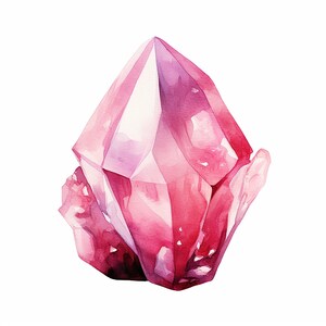 Watercolor Pink Crystal Clipart, High Quality JPG, Crystal Wall Art ...