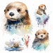 20 Watercolor Sea Otter Clipart Set Wildlife Clipart Commercial License ...