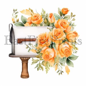 Watercolor Floral Mailboxes Clipart PNG, Cute Rustic Post Boxes Mailbox ...