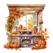 Watercolor Fall Kitchen Clipart Autumn Printables Fall - Etsy