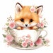 Fox in Teacup Clipart High Quality PNG Cute Woodland Animals - Etsy