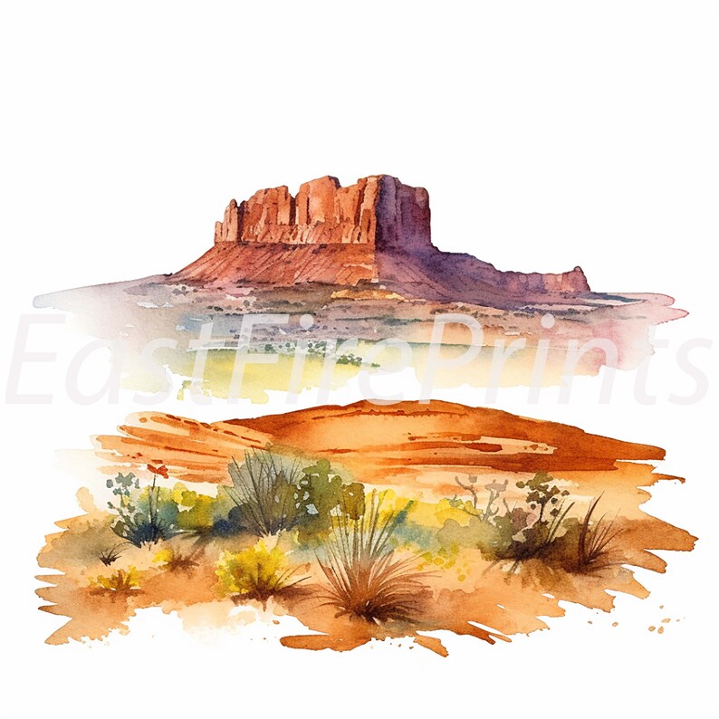 20 Watercolor Mesa and Butte Clipart Bundle Desert Landscape - Etsy