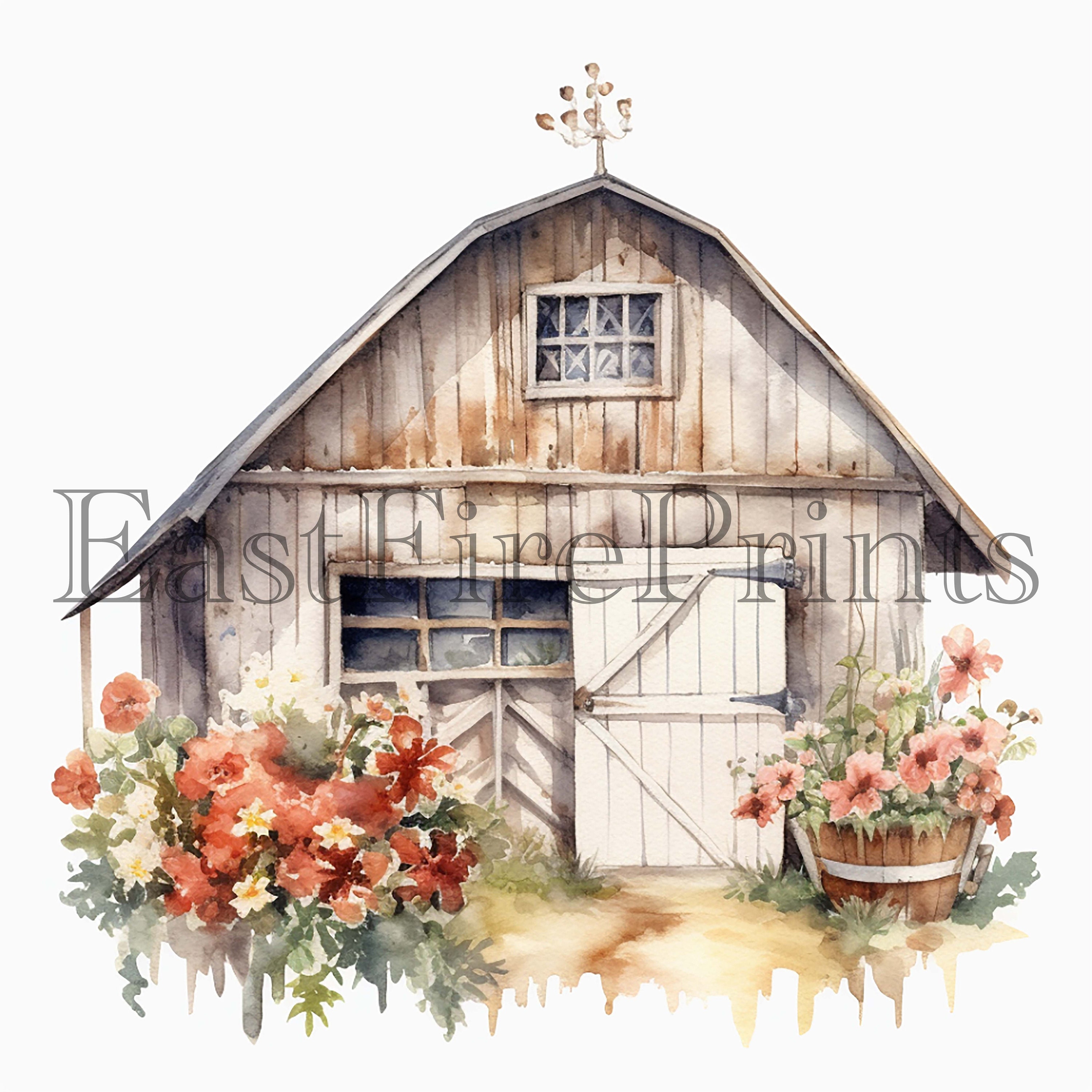 20 PNG Watercolor Rustic Farm Barns Clipart Scrapbooking - Etsy
