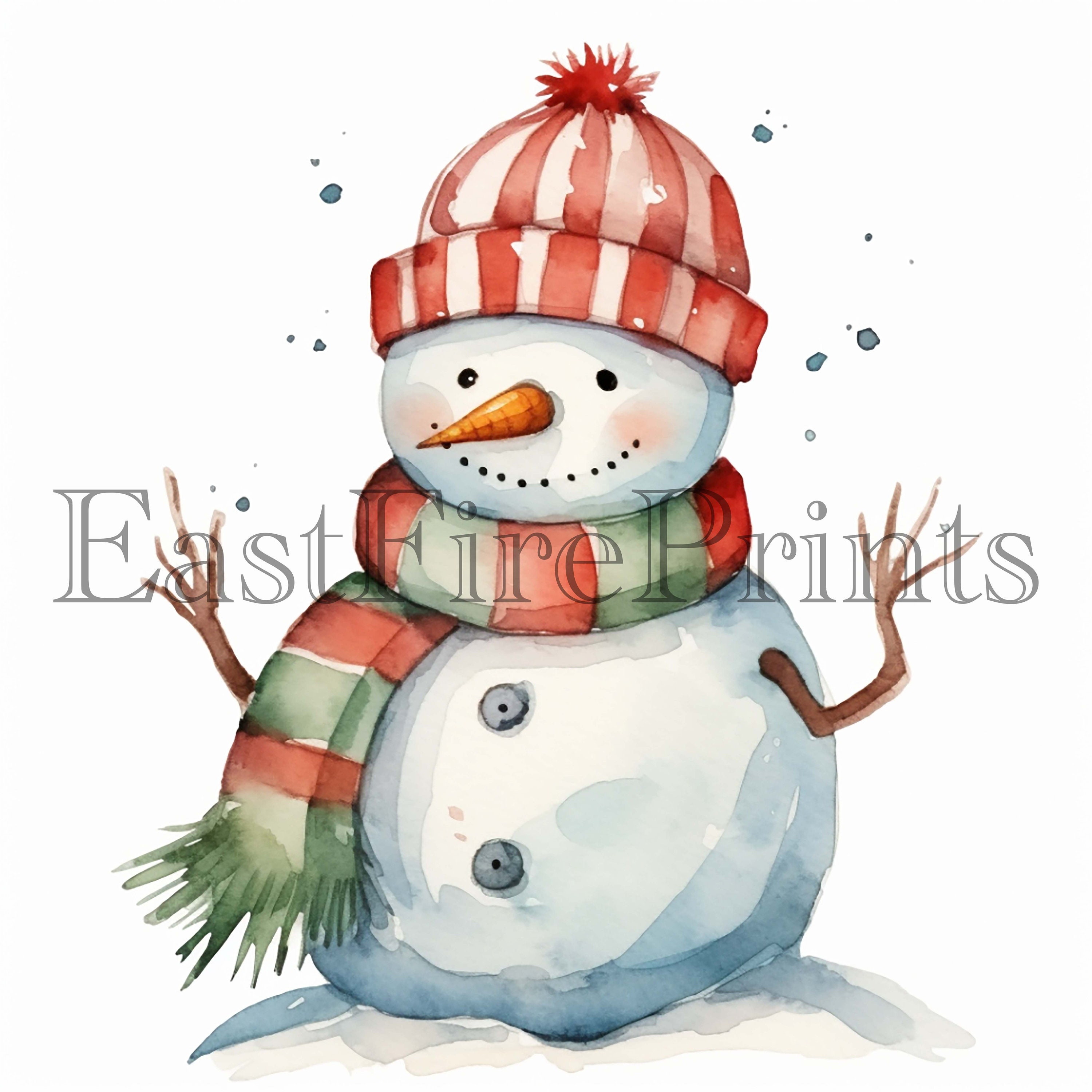 Watercolor Snowman Clipart PNG Files Christmas Clip Art - Etsy