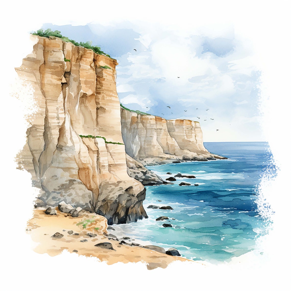 Coastal Cliff Clipart High Quality Png Scenic Clipart - Etsy