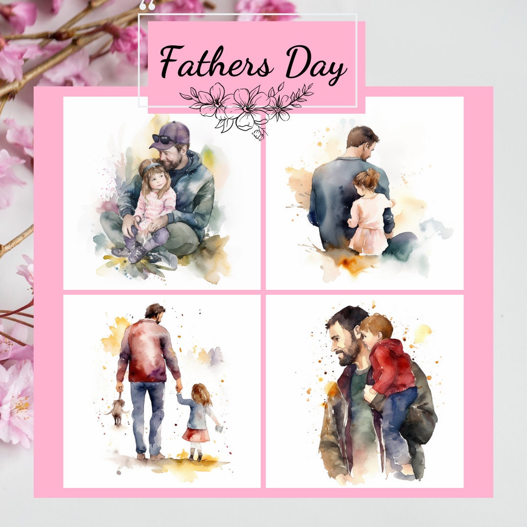Watercolor Father and Child Clipart - Set of 10, Card Making, High ...