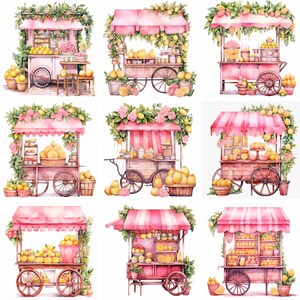 Watercolor Pink Lemonade Stand Clipart PNG Files, High Quality Food ...