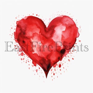 20 Red Heart Png, Watercolor Clipart, Love Wall Art, Valentines Day Png ...