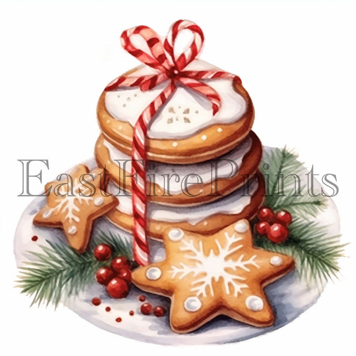 Watercolor Christmas Cookies Clipart High Quality Png Xmas - Etsy