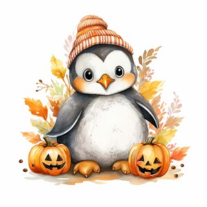 Fall Penguin Clipart, High Quality Png, Kids Clipart, Nursery ...