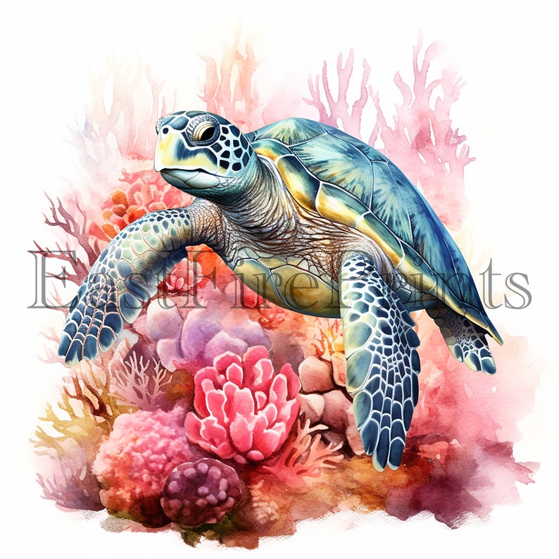 20 Watercolor Sea Turtle Clipart PNG Instant Download Cute - Etsy