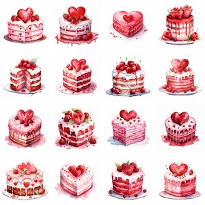Valentine PNG Cake Clipart, Watercolor Clipart, Love Png, Valentine Art ...