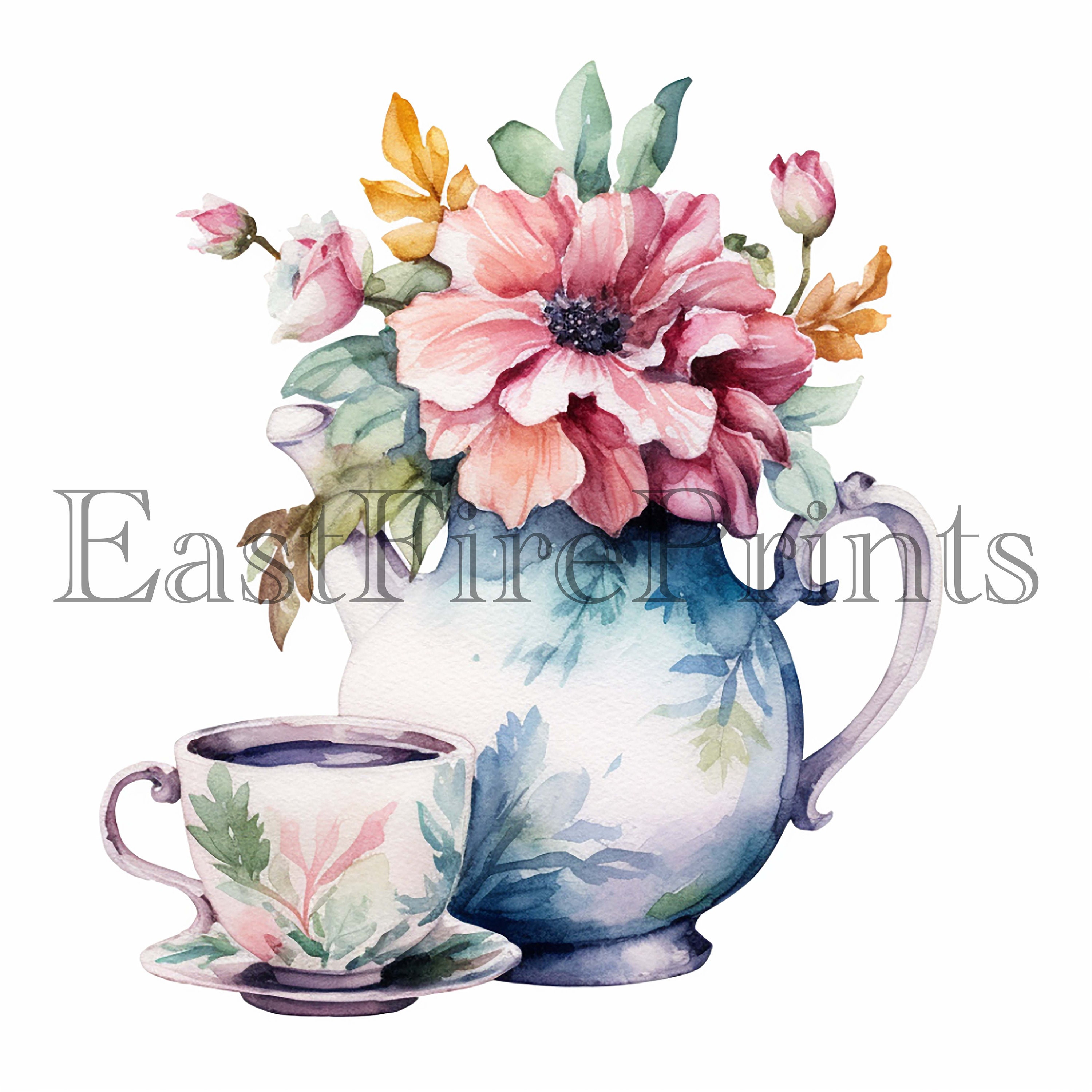 20 Watercolor Tea Time Clipart PNG Tea Party Vintage - Etsy
