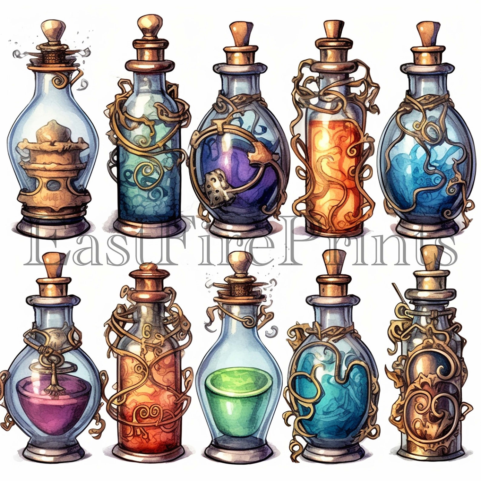 Steampunk Potions Bottle Clipart PNG Steampunk Clipart - Etsy