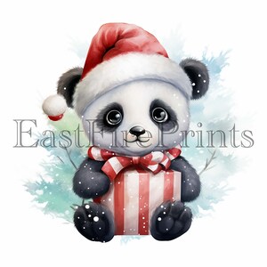 Watercolor Christmas Baby Panda Clipart, High Quality Png, Xmas Clip ...