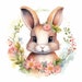 Watercolor Bunny With Wreath Clipart, High Quality JPG, Spring Wall Art ...